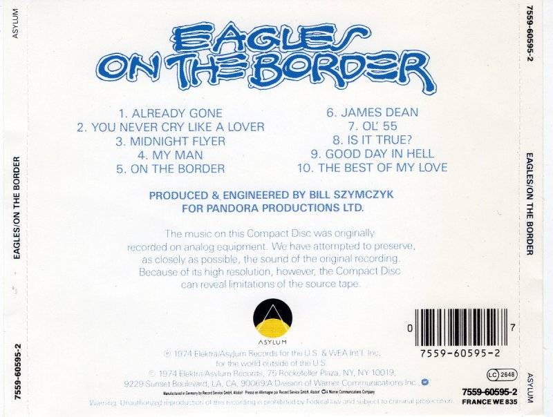 The Eagles On The Border : Back | CD Covers | Cover Century | Over 1. ...